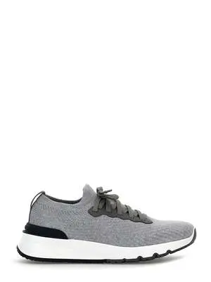 Brunello Cucinelli Techno Cotton Knit Runners Sneakers - Gray