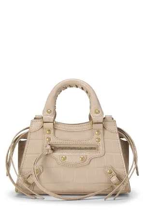 Balenciaga Embossed Neo Classic City Bag - Beige