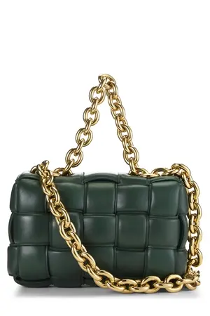 Bottega Veneta Maxi Intrecciato Padded Chain Cassette Shoulder Bag - Green
