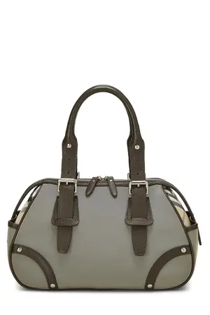 Burberry Check Nylon Bowler Handbag - Brown