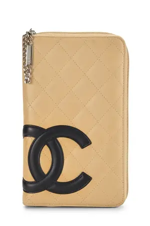 Chanel Calfskin Cambon Zippy Organizer - Beige