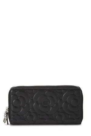 Chanel Embossed Camellia Wallet - Black