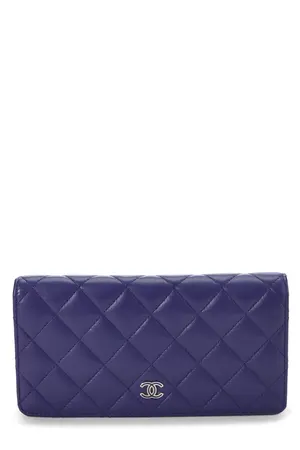 Chanel Quilted Lambskin Classic Long Yen Wallet - Blue