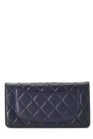 Chanel Quilted Lambskin Classic Long Yen Wallet - Blue