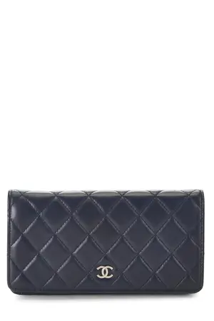 Chanel Quilted Lambskin Classic Long Yen Wallet - Blue