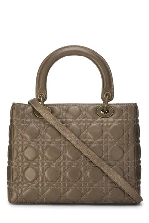 Dior Cannage Quilted Lambskin Lady Bag - Brown