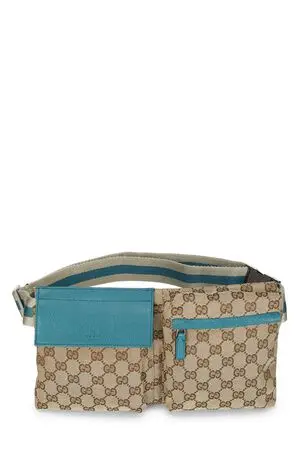 Gucci Original Gg Monogram Double Pocket Waist Pouch - Blue