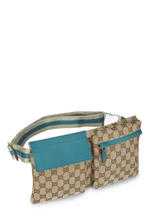 Gucci Original Gg Monogram Double Pocket Waist Pouch - Blue