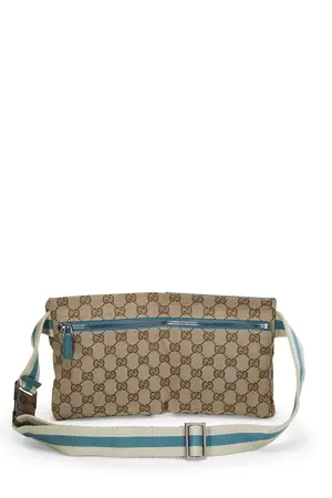 Gucci Original Gg Web Double Pocket Waist Pouch - Blue