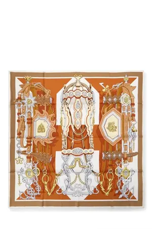 Hermès Multicolor 'brides Et Destin' Silk Scarf 90 - White