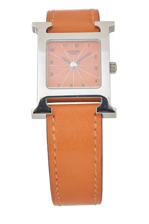 Hermès Heure H Watch With Leather Strap - Orange