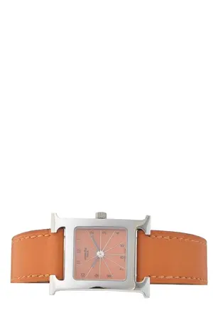 Hermès Heure H Watch With Leather Strap - Orange