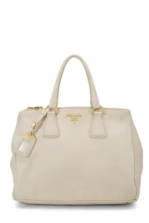 Prada Cream Vitello Daino Convertible Handbag - White