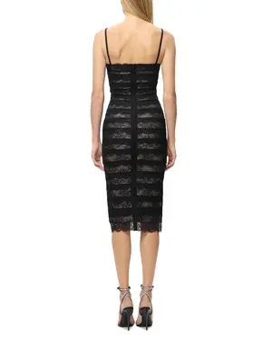 Herve Leger Dara Lace Overlay Body-contouring Midi Dress