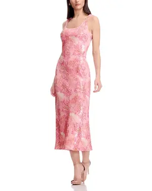 Dress The Population Sequin Printed Midi Dress