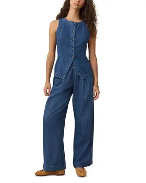Marine Layer Allison Pleated Wide Leg Denim Pants