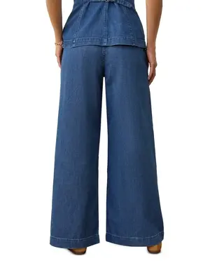 Marine Layer Allison Pleated Wide Leg Denim Pants