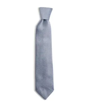 David Donahue Silk Classic Geometric Pattern Tie - Gray