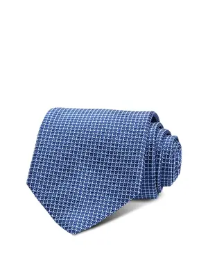 David Donahue Silk Geometric Neck Tie - Navy