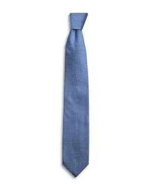 David Donahue Silk Geometric Neck Tie - Navy