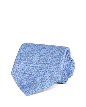 David Donahue Silk Classic Geometric Pattern Tie - Sky