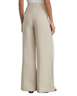 REISS Petite Linen Kit Wide Leg Pants