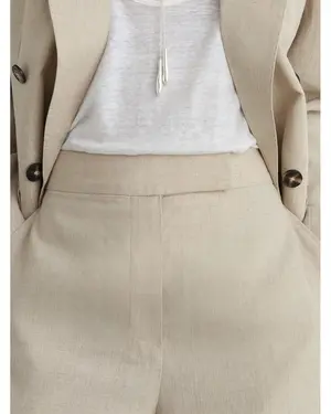 REISS Petite Linen Kit Wide Leg Pants
