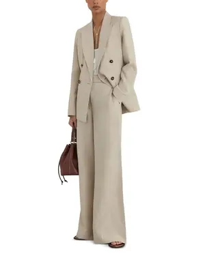 REISS Petite Linen Kit Wide Leg Pants