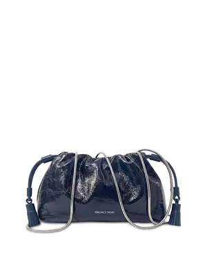 Veronica Beard Small Crinkle Leather Crossbody Bag - Navy