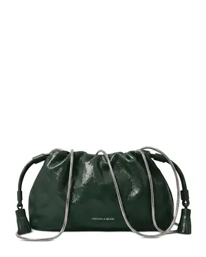 Veronica Beard Small Crinkle Leather Crossbody Bag - Sage
