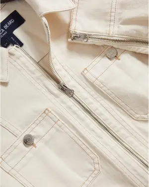 Veronica Beard Cropped Denim Jacket - Ecru