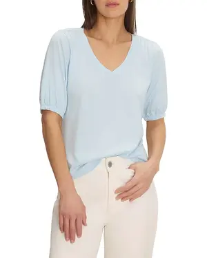 NIC+ZOE Elbow Sleeve V Neck Tee - Crystal