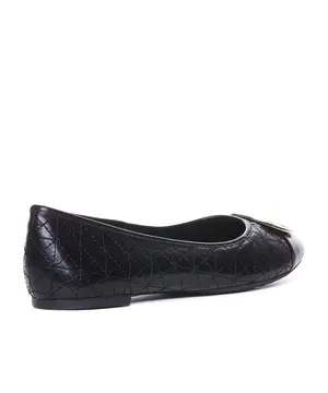 Tory Burch Quilted Ballet Flats With Gold Tone Logo Detail