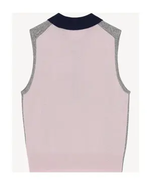 GANNI Sleeveless Polo Collar Top - Gray