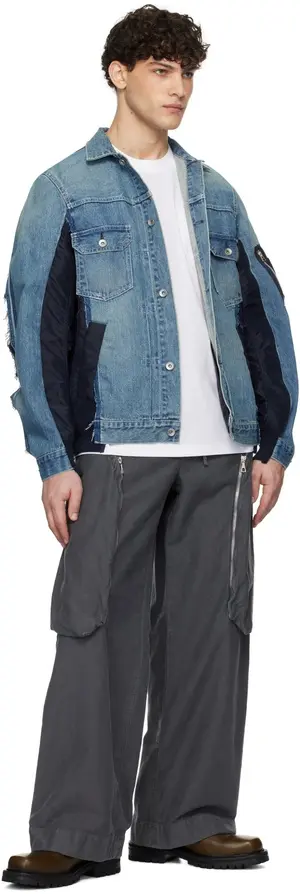 Sacai Denim And Nylon Paneled Jacket