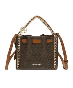 Michael Kors Mina Small Logo Chain Satchel Bag - Brown