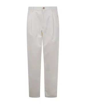 Brunello Cucinelli Pleated Chino Trousers - White