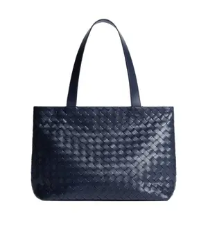 Bottega Veneta Small Intrecciato Zipped Tote - Midnight Blue