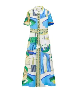 Tory Burch Graphic-print Midi Shirt Dress