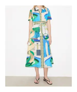 Tory Burch Graphic-print Midi Shirt Dress