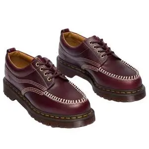 Dr. Martens Lowell Leather Moc Toe Shoes - Cherry Red