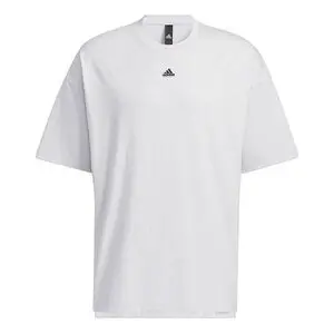 Adidas Solid Color Logo Printing Round Neck Short Sleeve Light Grey T-shirt