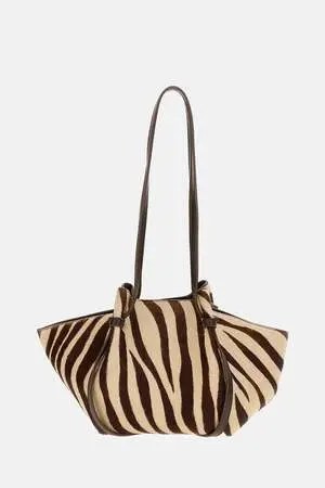 Yuzefi YUZEFI Mochi Pony Zebra Print Leather Tote Bag Multicolor
