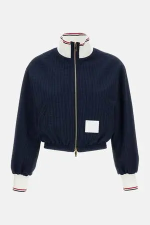 Thom Browne Seersucker Effect Zip-up Short Jacket - Multicolor