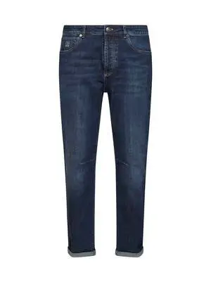Brunello Cucinelli Dark Blue Comfort Cotton Denim Leisure Fit Jeans - Multicolor