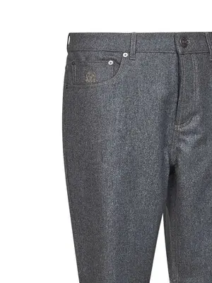 Brunello Cucinelli Virgin Wool Flannel Five-pocket Trousers - Multicolor