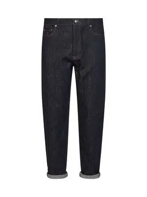 Brunello Cucinelli Iconic Fit Jeans In Blue Cotton Denim - Multicolor