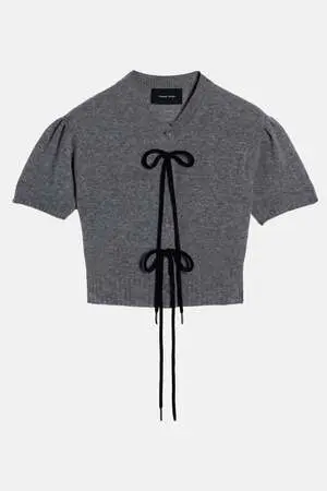 Simone Rocha Cropped Cashmere Cardigan With Chenille Bows - Multicolor