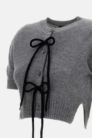 Simone Rocha Cropped Cashmere Cardigan With Chenille Bows