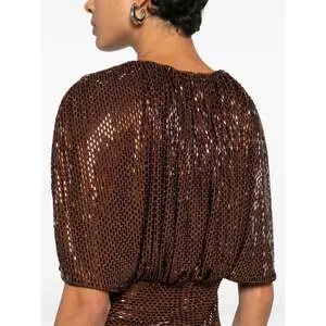 SELF-PORTRAIT Sequin Cape Sleeve Blouse